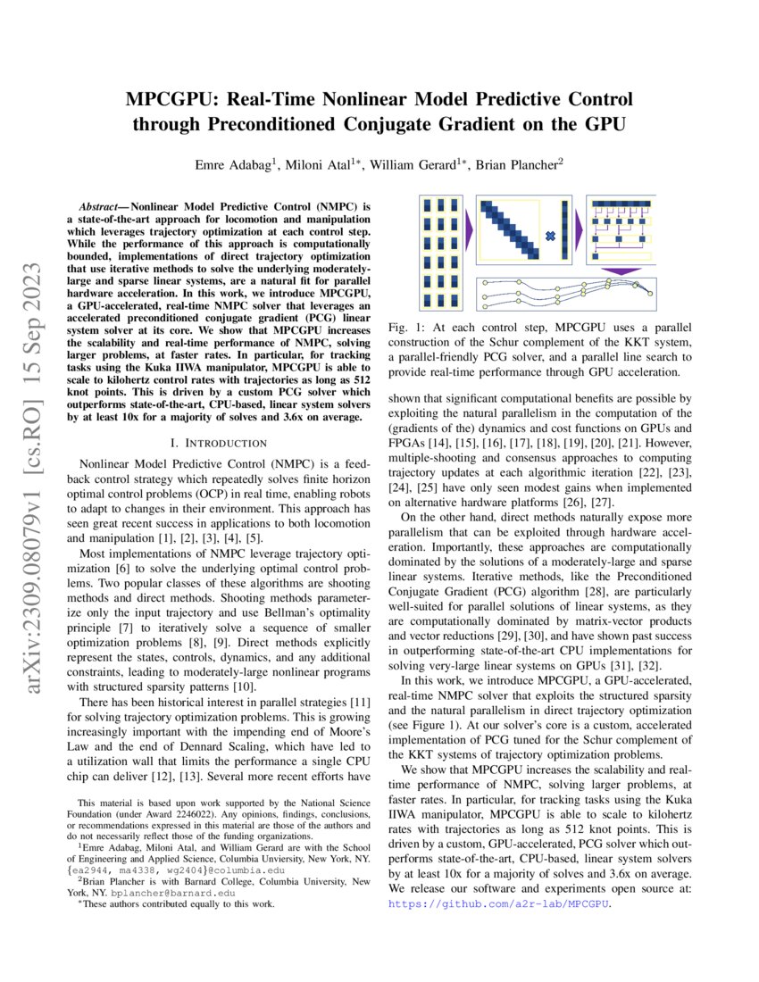 Mpcgpu Real Time Nonlinear Model Predictive Control Through Preconditioned Conjugate Gradient 0458