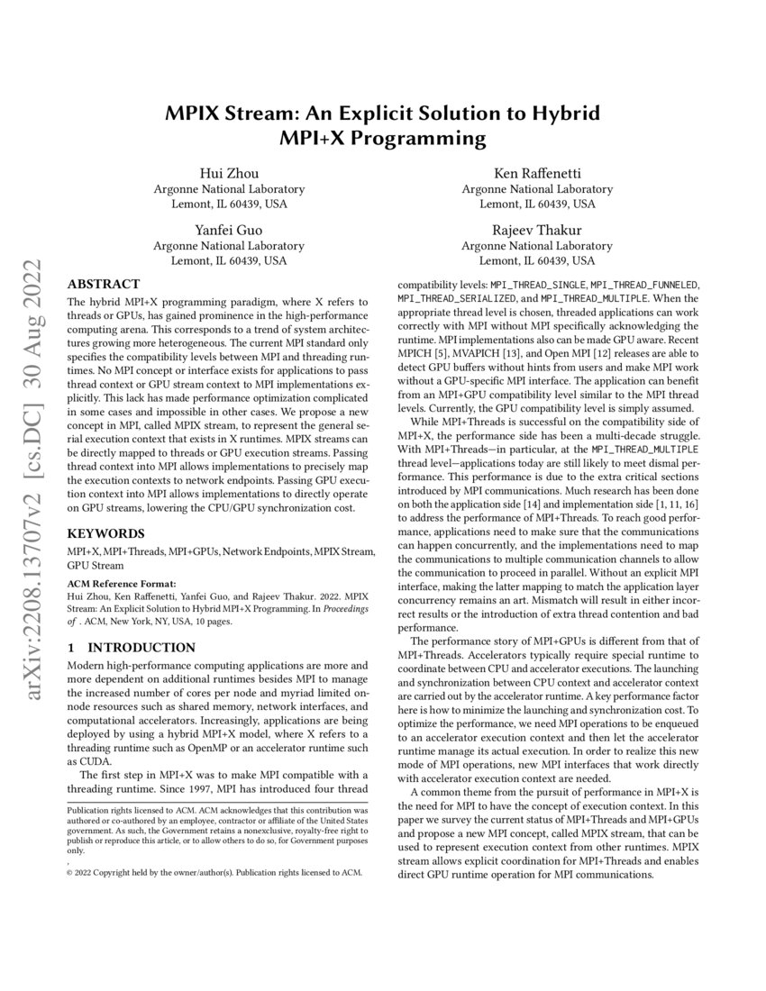 Mpix Stream An Explicit Solution To Hybrid Mpix Programming Deepai