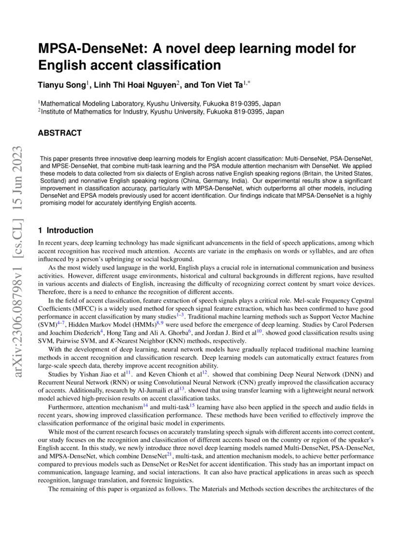 MPSA-DenseNet: A novel deep learning model for English accent ... MPSA-DenseNet: A novel deep learning model for English accent ...