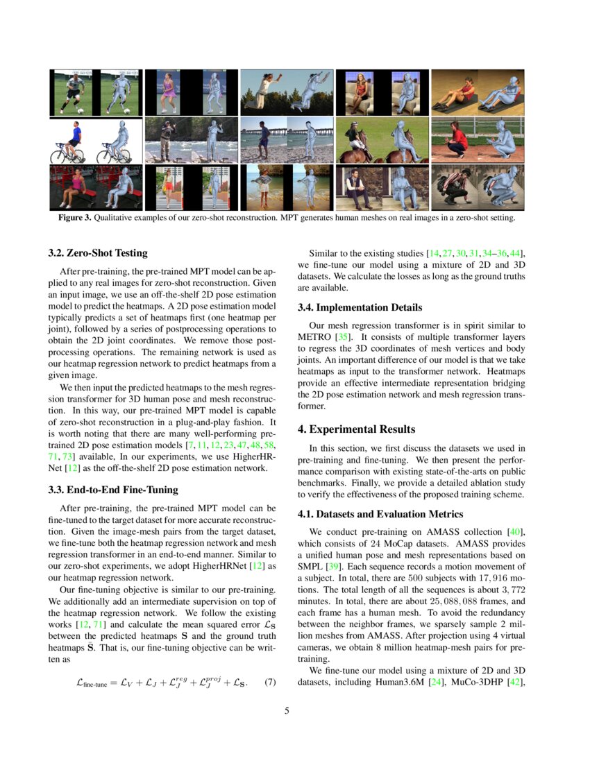 MPT: Mesh Pre-Training with Transformers for Human Pose and Mesh Reconstruction | DeepAI