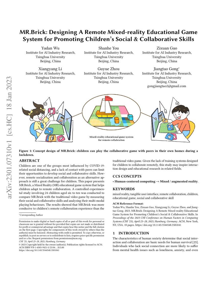 MR.Brick: Designing A Remote Mixed-reality Educational Game System for ...