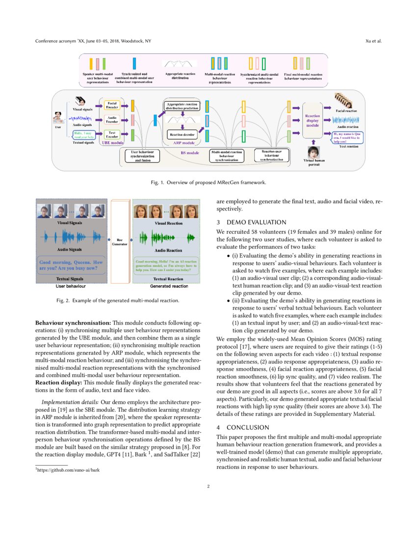 MRecGen: Multimodal Appropriate Reaction Generator | DeepAI
