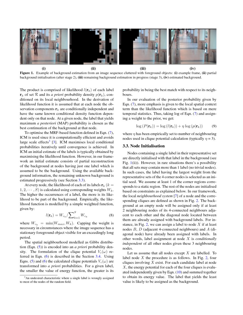 MRF-based Background Initialisation for Improved Foreground Detection in Cluttered Surveillance ...
