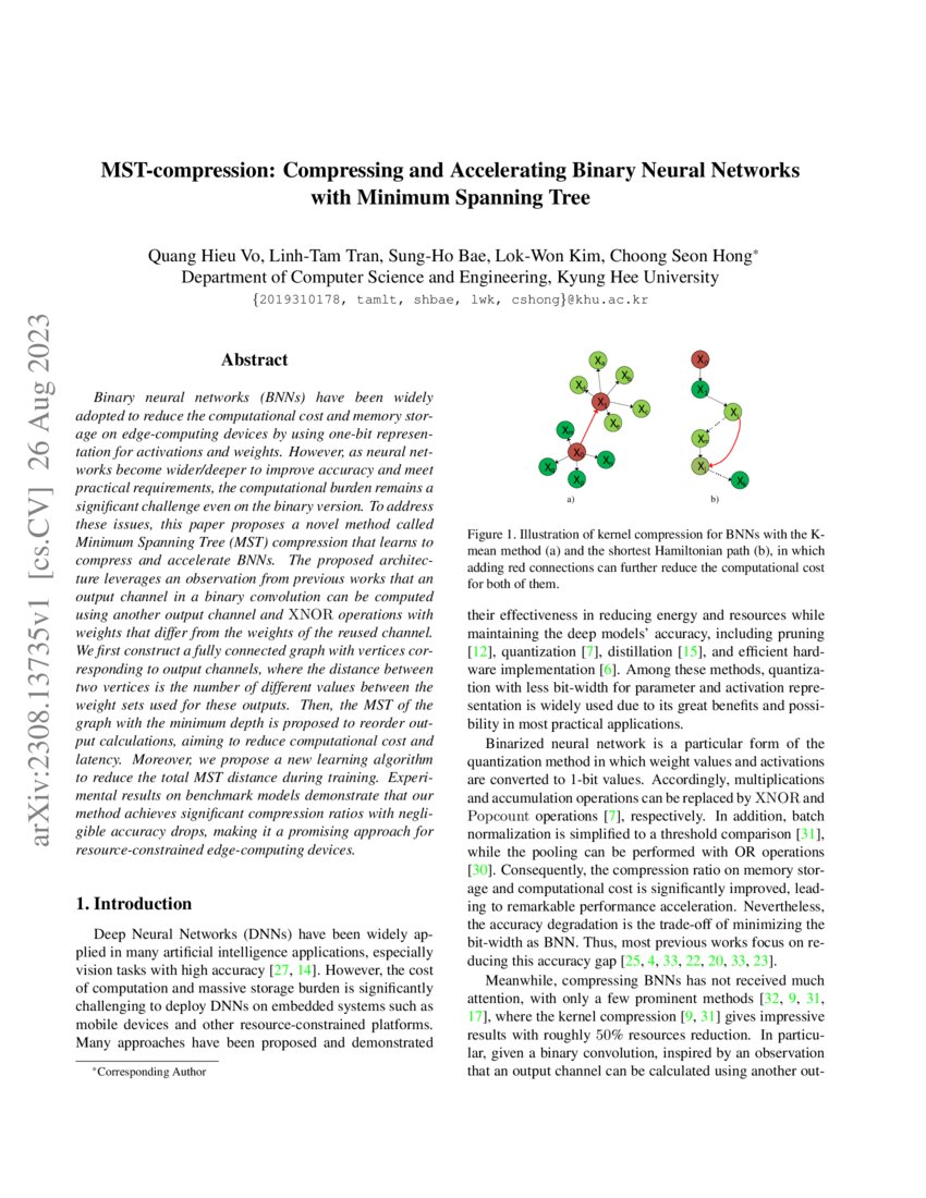 Mst Compression Compressing And Accelerating Binary Neural Networks With Minimum Spanning Tree 3285