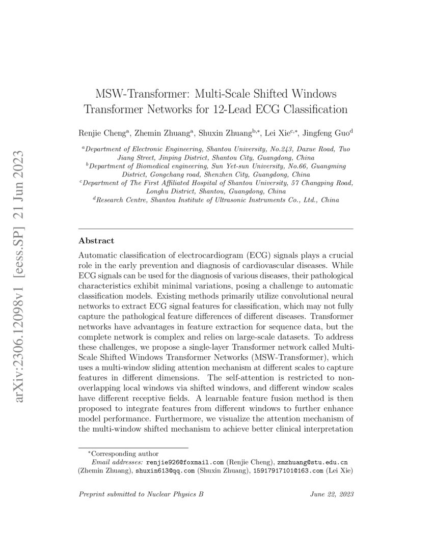 Msw Transformer Multi Scale Shifted Windows Transformer Networks For