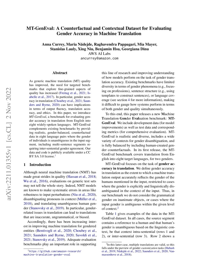 Mt Geneval A Counterfactual And Contextual Dataset For Evaluating Gender Accuracy In Machine