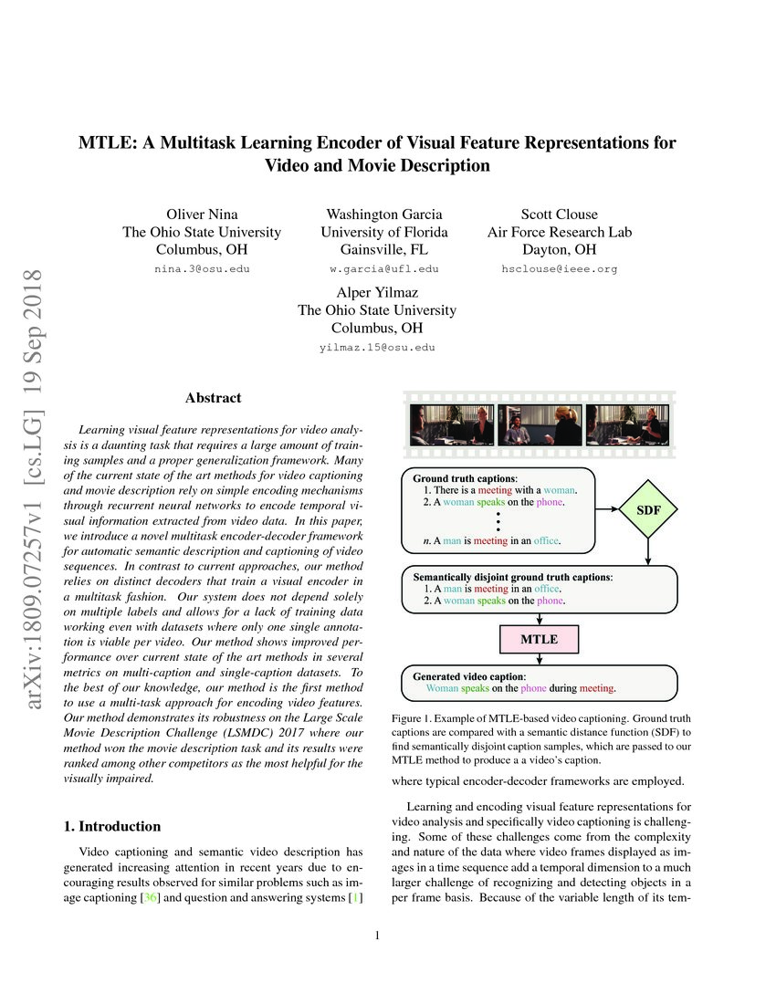 Mtle A Multitask Learning Encoder Of Visual Feature Representations