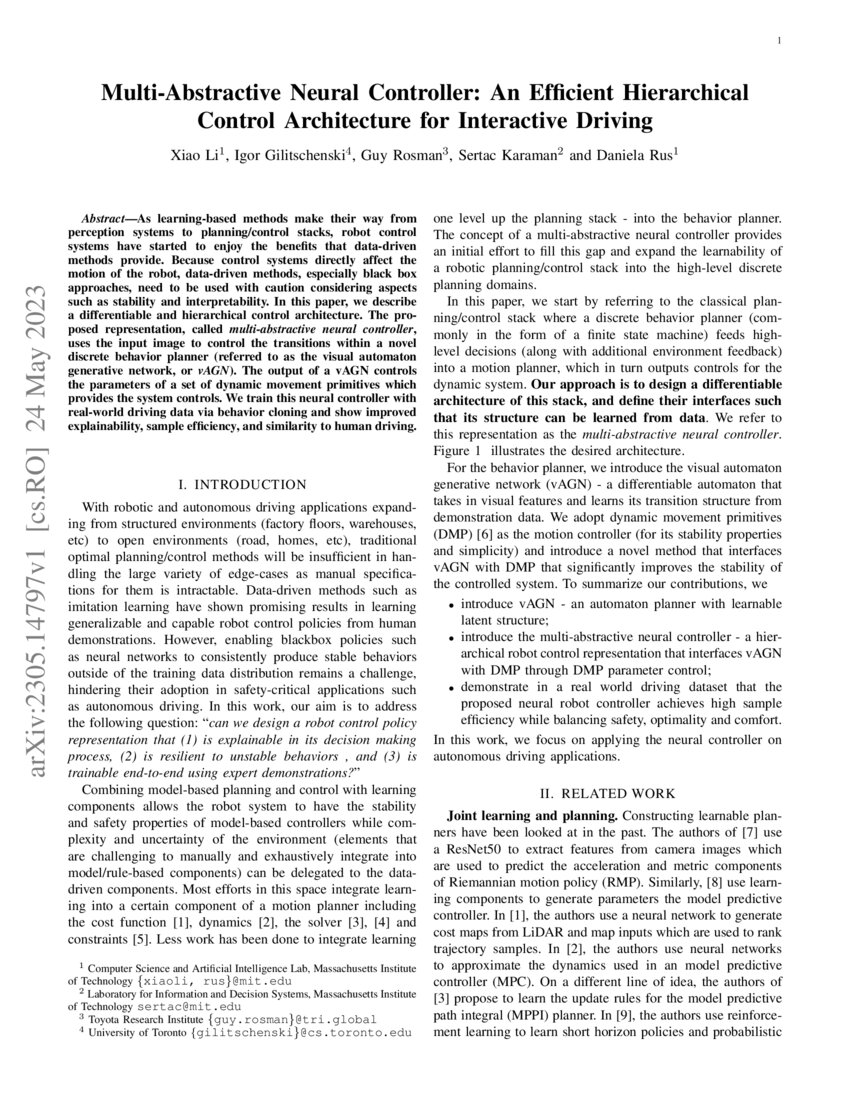 Multi Abstractive Neural Controller An Efficient Hierarchical Control Architecture For