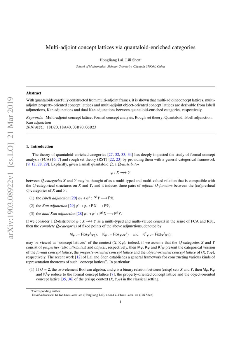 Multi-adjoint concept lattices via quantaloid-enriched categories | DeepAI
