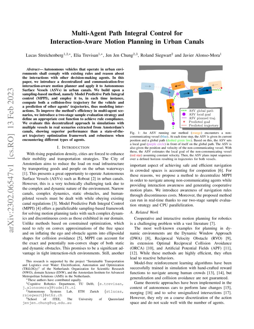 Multi-Agent Path Integral Control for Interaction-Aware Motion Planning in Urban Canals | DeepAI