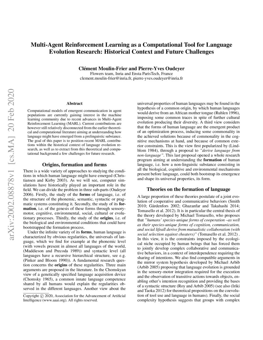 Multi Agent Reinforcement Learning As A Computational Tool For Language Evolution Research