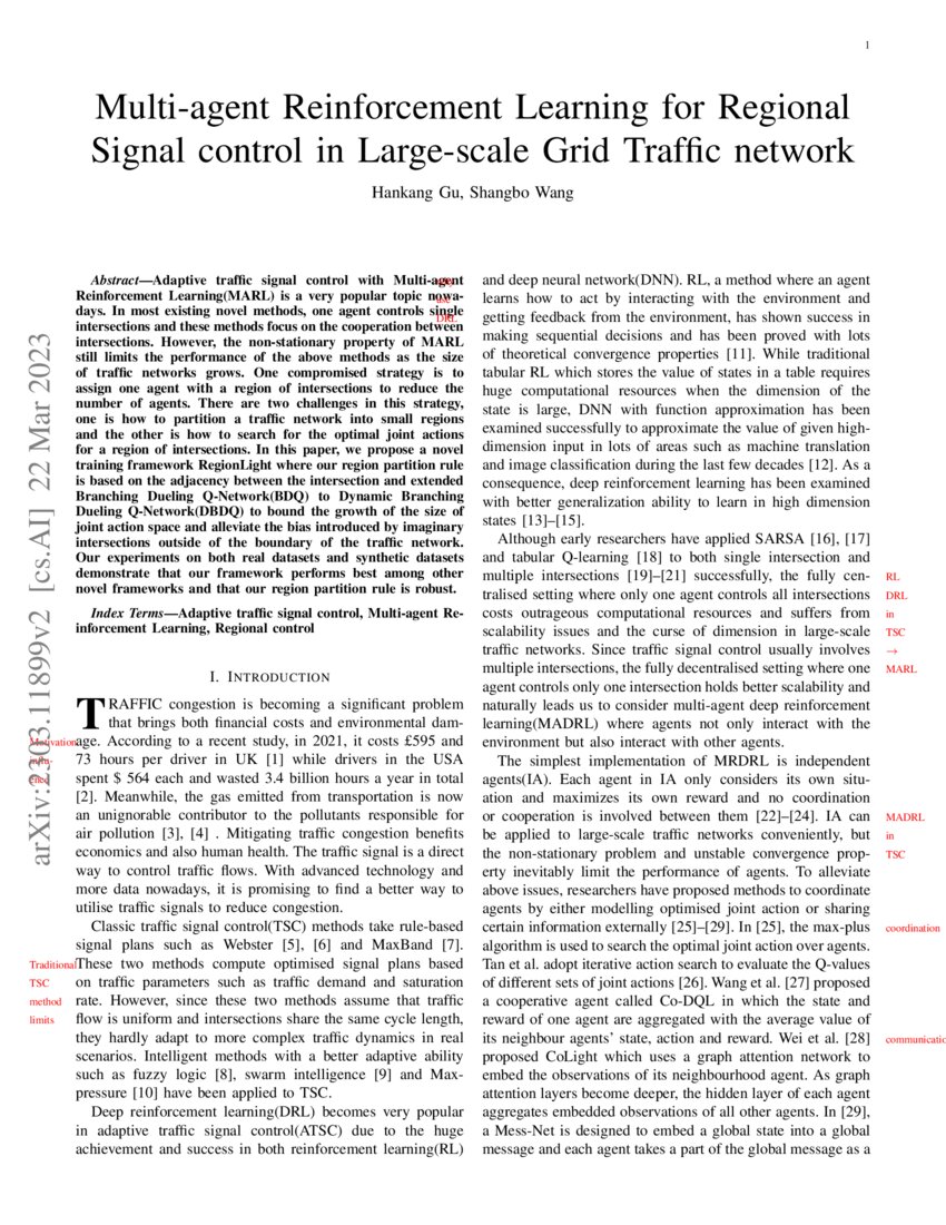Multi Agent Reinforcement Learning For Regional Signal Control In Large