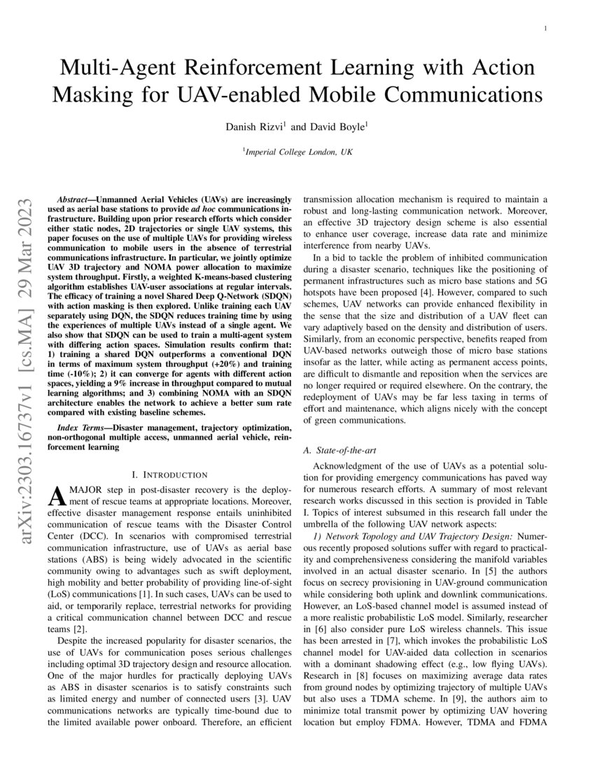 Multi Agent Reinforcement Learning With Action Masking For Uav Enabled Mobile Communications 
