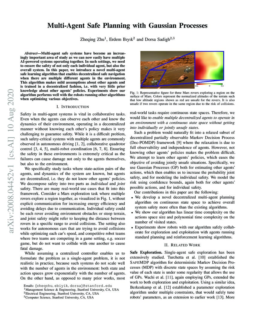 Multi-Agent Safe Planning with Gaussian Processes | DeepAI