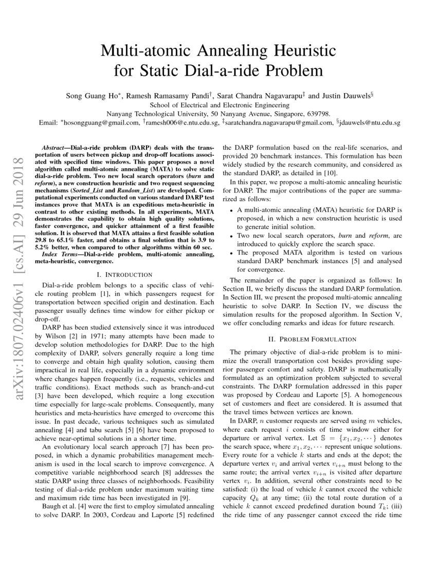 Multi-atomic Annealing Heuristic for Static Dial-a-ride Problem | DeepAI
