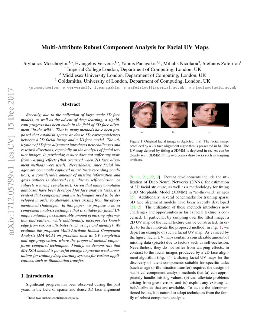 Multi-Attribute Robust Component Analysis for Facial UV Maps | DeepAI