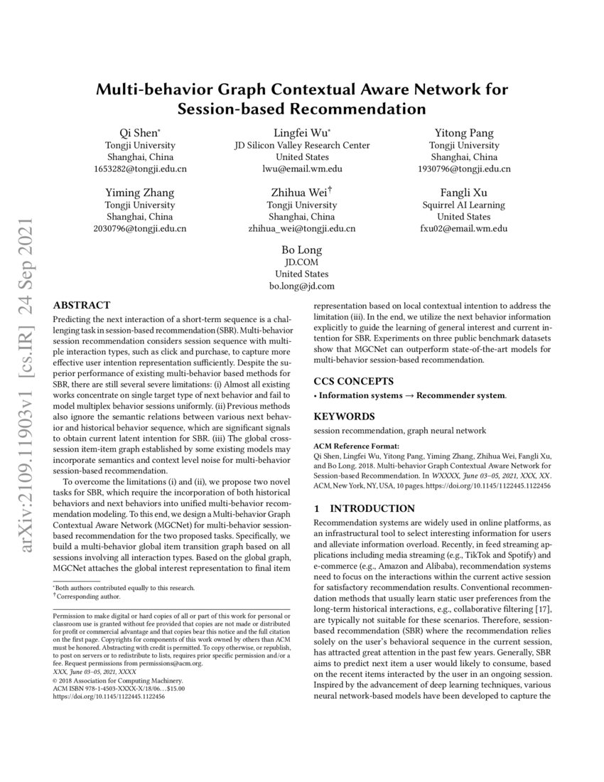 Multi Behavior Graph Contextual Aware Network For Session Based Recommendation Deepai