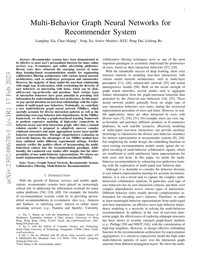 Multi Behavior Graph Neural Networks For Recommender System Deepai 