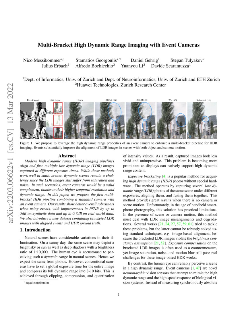 Multi-Bracket High Dynamic Range Imaging with Event Cameras | DeepAI