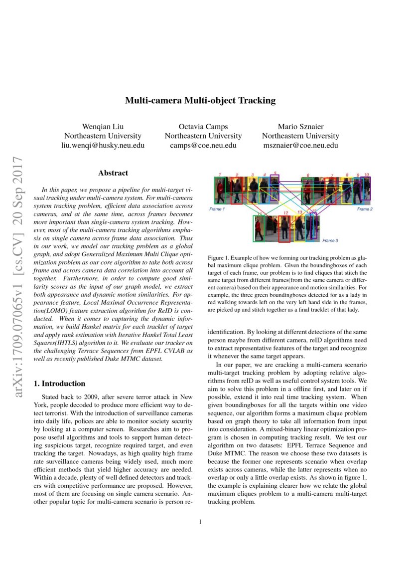 Multi Camera Multi Object Tracking Deepai
