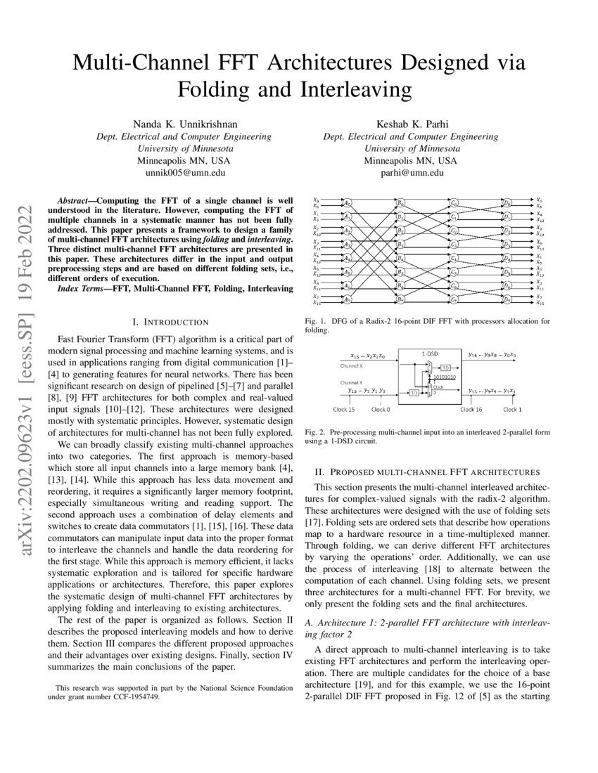 Multi-Channel FFT Architectures Designed via Folding and Interleaving | DeepAI