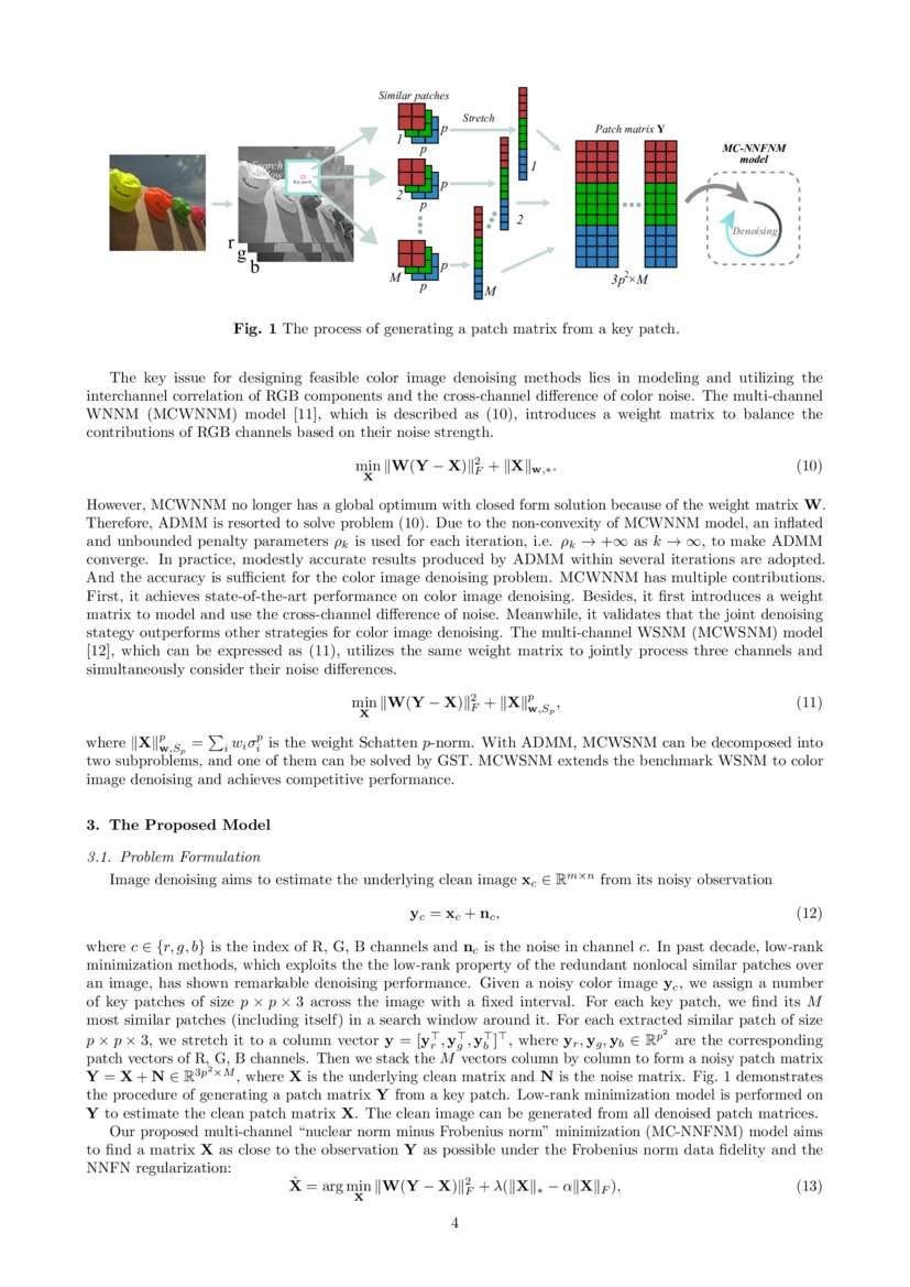 Multi-channel Nuclear Norm Minus Frobenius Norm Minimization for Color Image Denoising | DeepAI