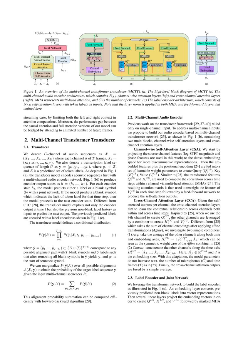 Multi-Channel Transformer Transducer for Speech Recognition | DeepAI
