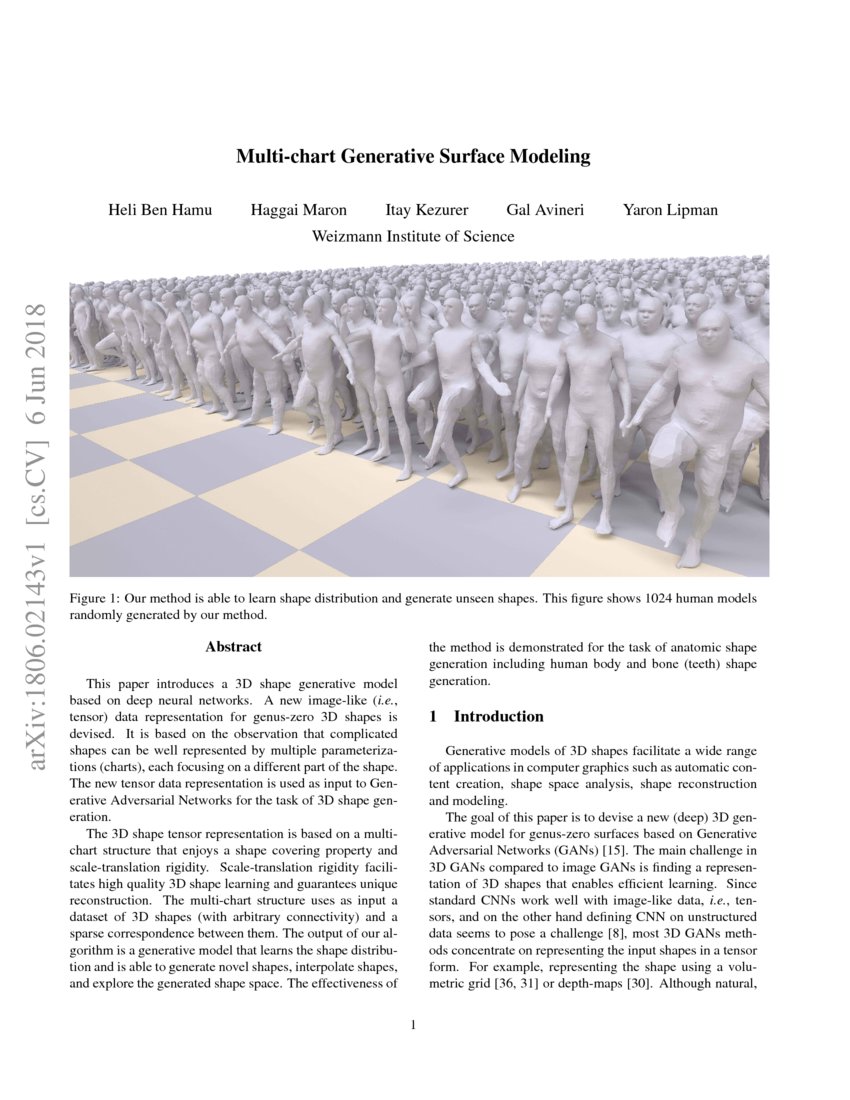 Multi-chart Generative Surface Modeling | DeepAI