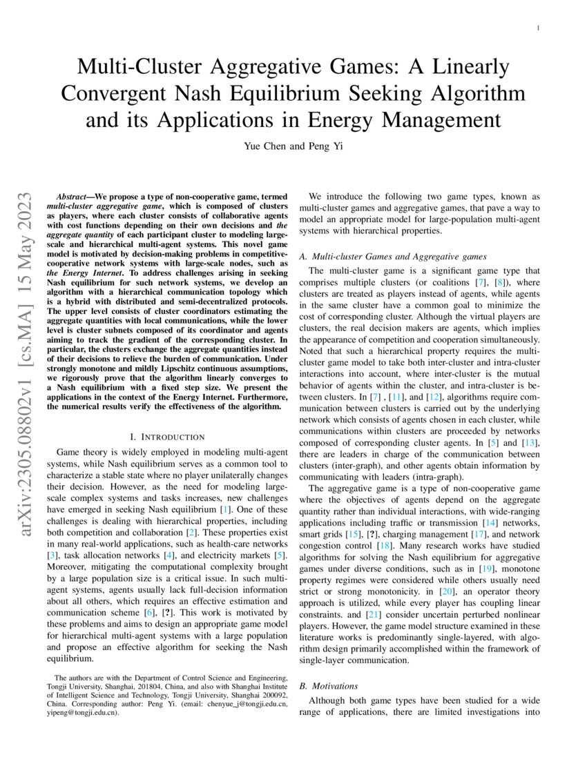 Multi-Cluster Aggregative Games: A Linearly Convergent Nash Equilibrium Seeking Algorithm and ...