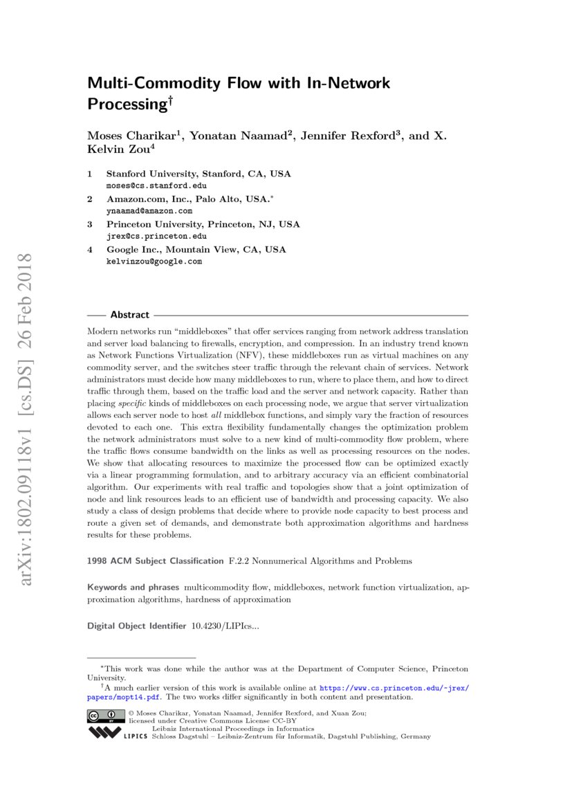 Multi-Commodity Flow with In-Network Processing | DeepAI