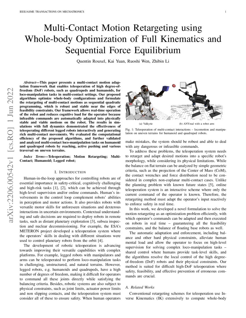 Multi-Contact Motion Retargeting using Whole-body Optimization of Full ...