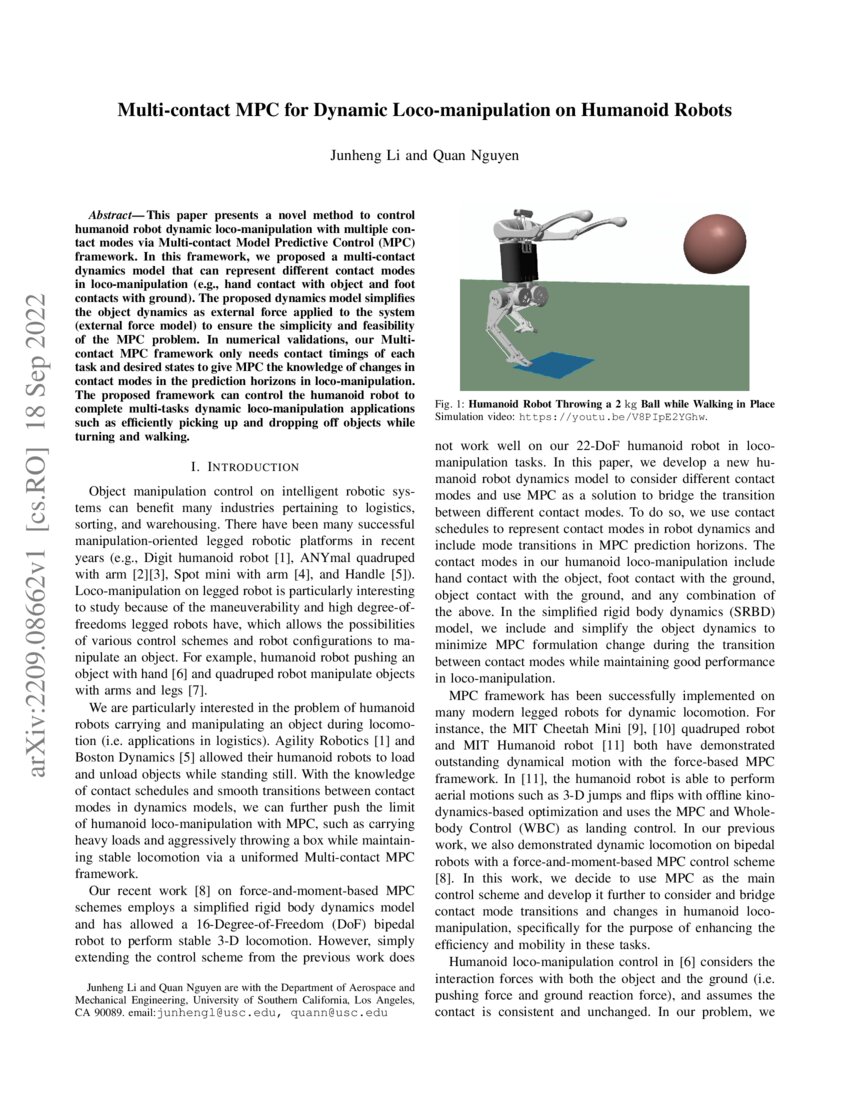 Multi-contact MPC for Dynamic Loco-manipulation on Humanoid Robots | DeepAI