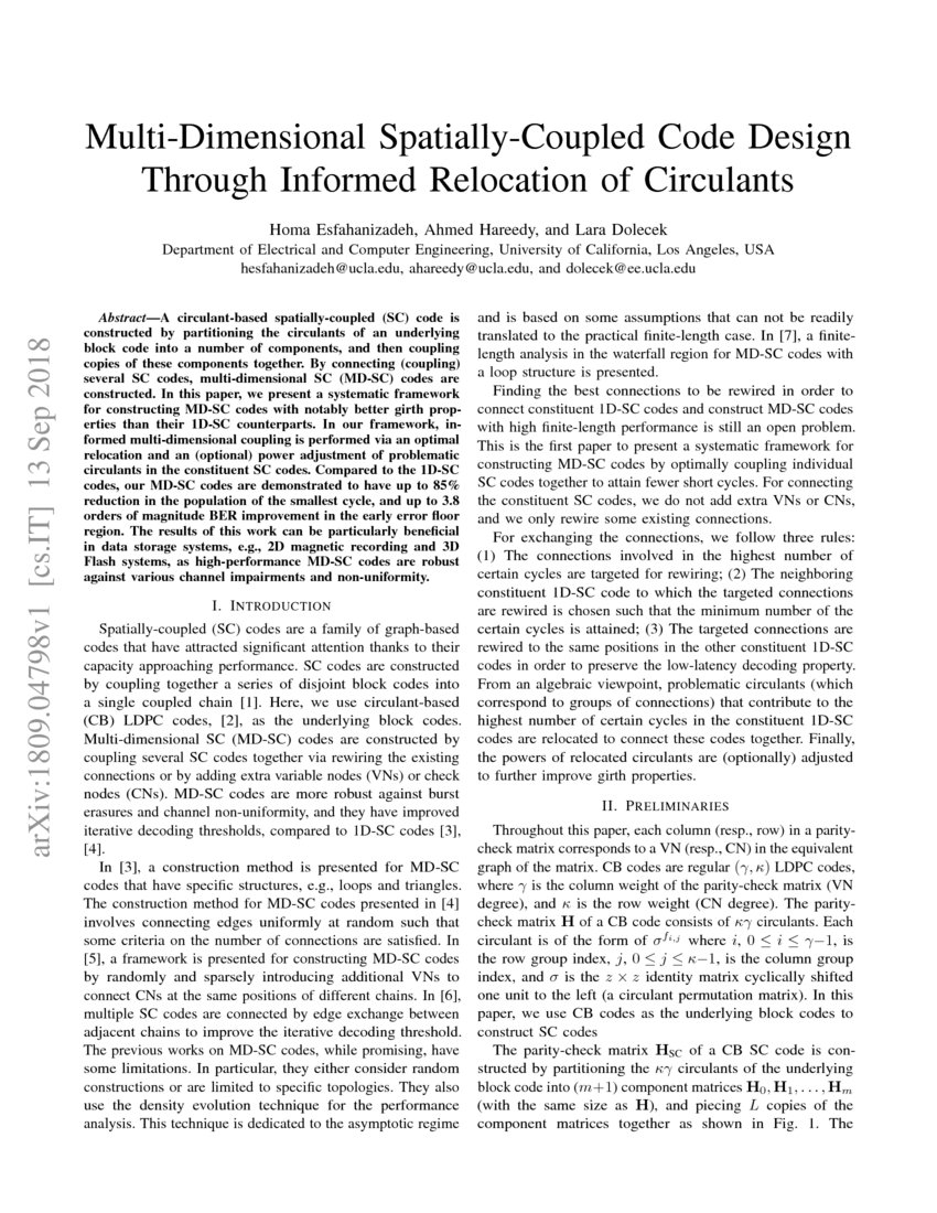 Multi Dimensional Spatially Coupled Code Design Through Informed Relocation Of Circulants Deepai