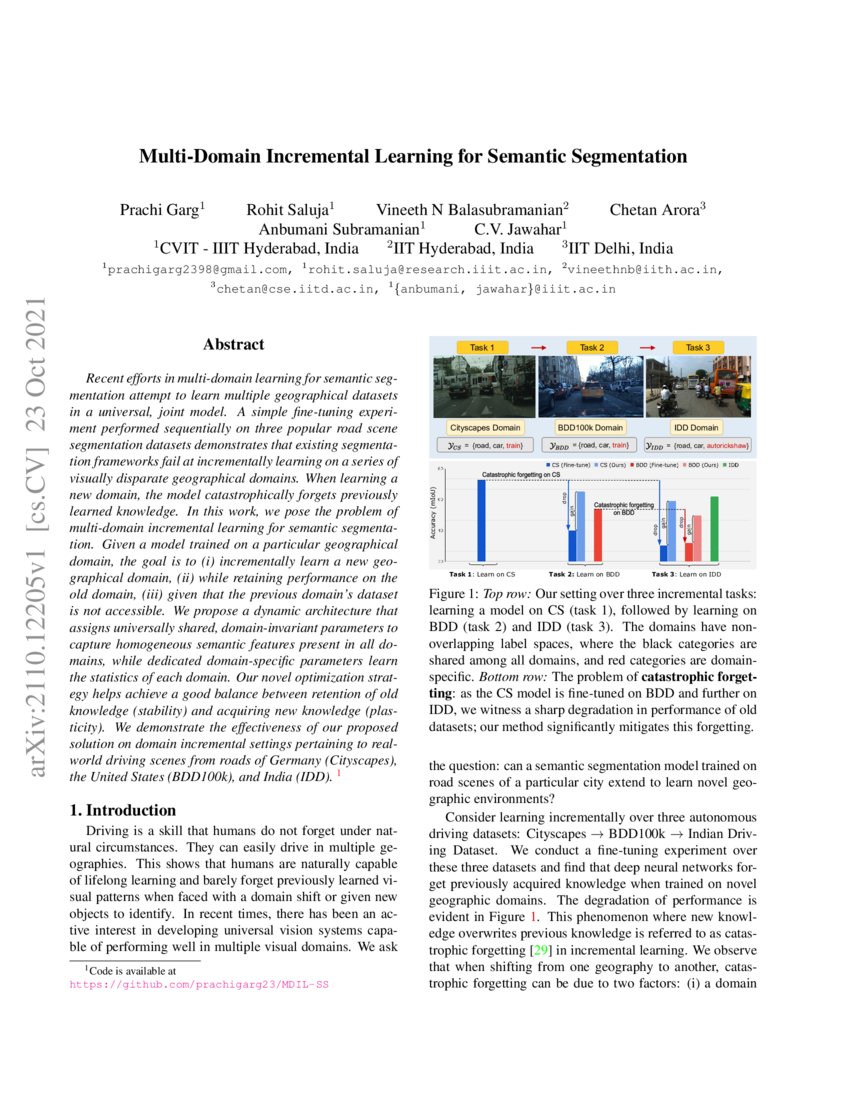 Multi-Domain Incremental Learning for Semantic Segmentation | DeepAI Multi-Domain Incremental Learning for Semantic Segmentation | DeepAI
