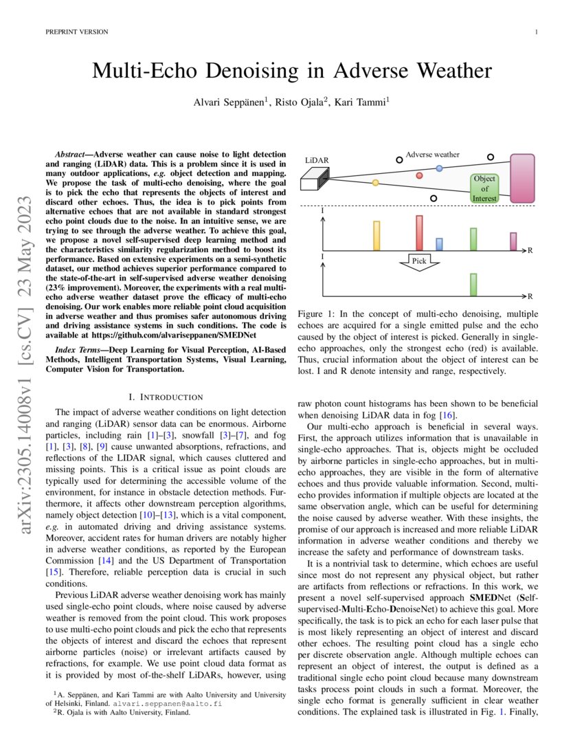 Multi-Echo Denoising in Adverse Weather | DeepAI