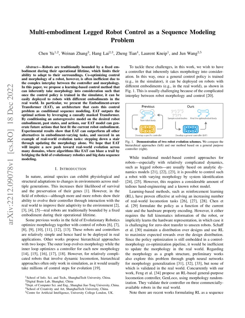 Multi Embodiment Legged Robot Control As A Sequence Modeling Problem Deepai