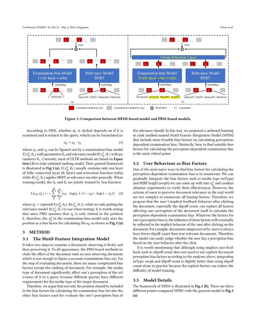 Multi Feature Integration For Perception Dependent Examination Bias