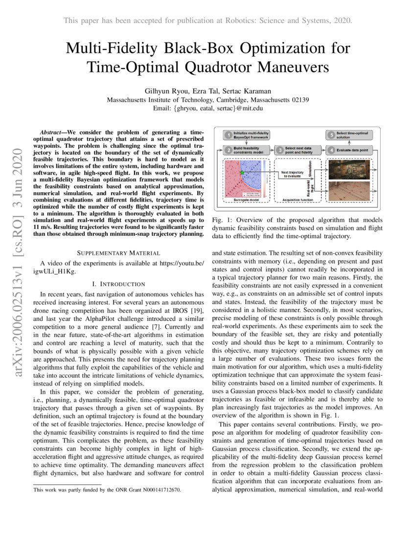 Multi-Fidelity Black-Box Optimization for Time-Optimal Quadrotor Maneuvers | DeepAI