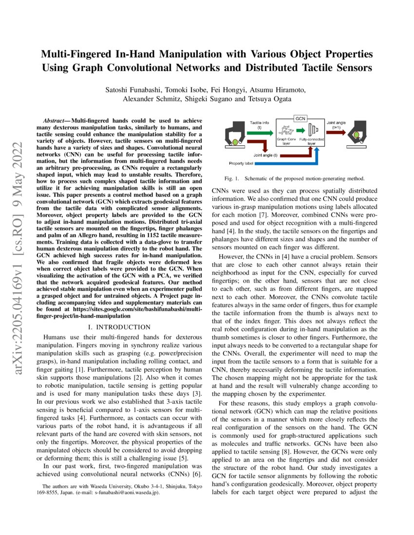 Multi-Fingered In-Hand Manipulation with Various Object Properties Using Graph Convolutional ...