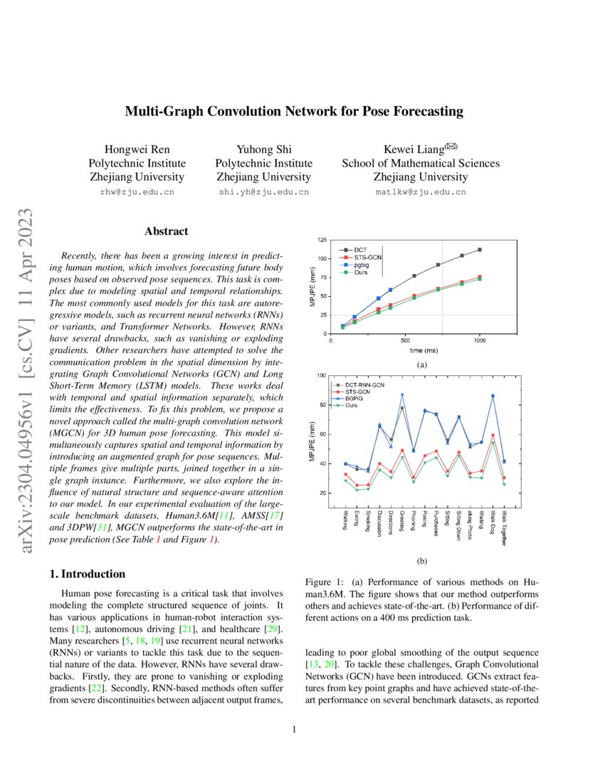 Multi Graph Convolution Network For Pose Forecasting Deepai