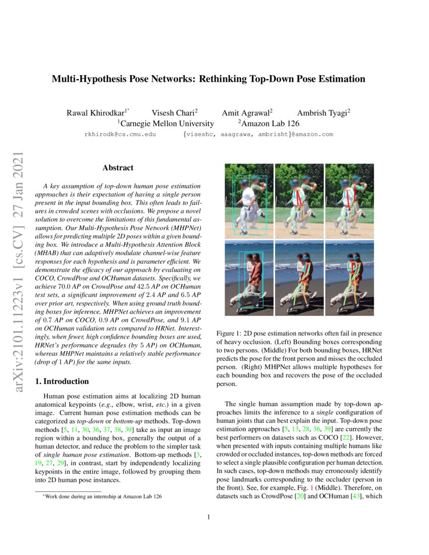 Multi-Hypothesis Pose Networks: Rethinking Top-Down Pose Estimation | DeepAI