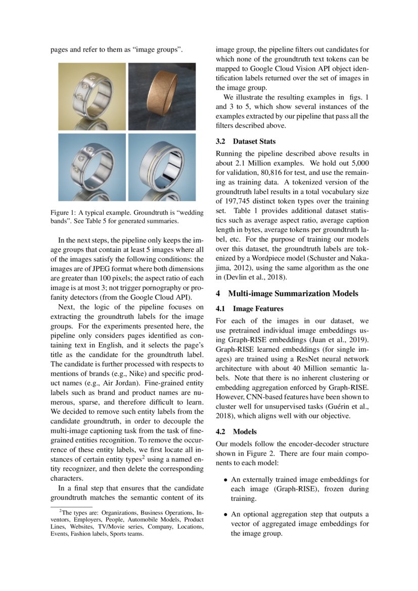 Multi Image Summarization Textual Summary From A Set Of Cohesive