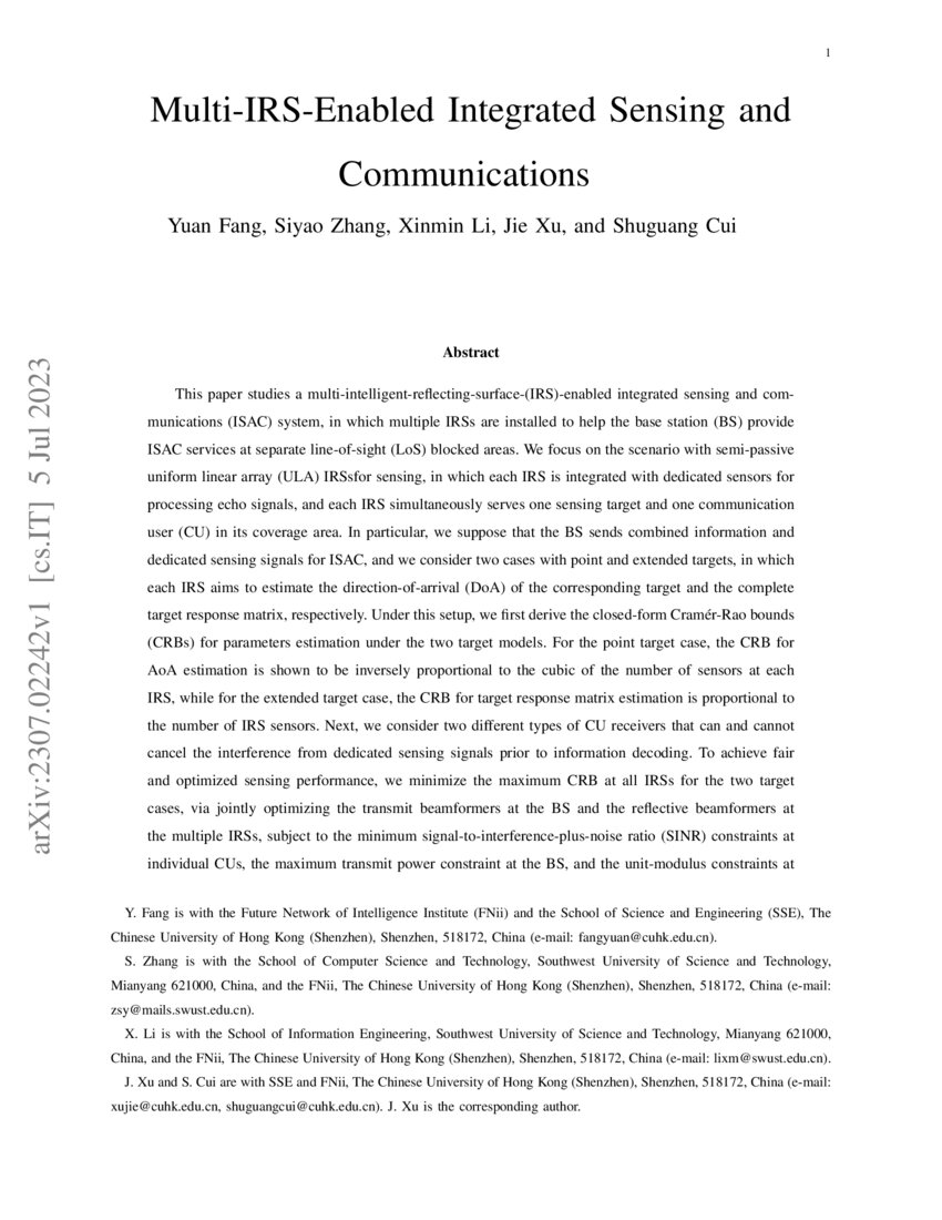 Multi Irs Enabled Integrated Sensing And Communications Deepai