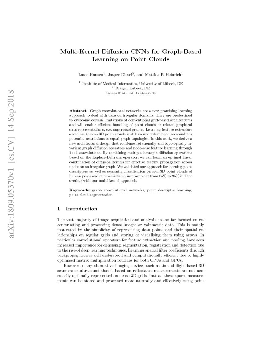 Multi-Kernel Diffusion CNNs for Graph-Based Learning on Point Clouds | DeepAI