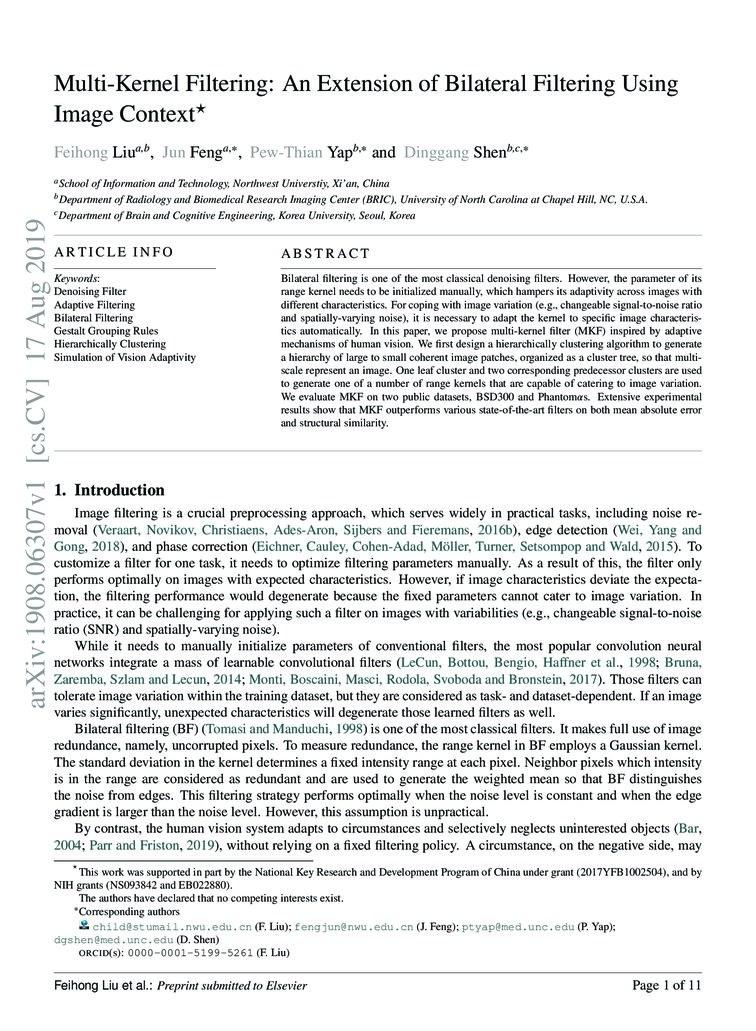 Multi-Kernel Filtering: An Extension of Bilateral Filtering Using Image ...