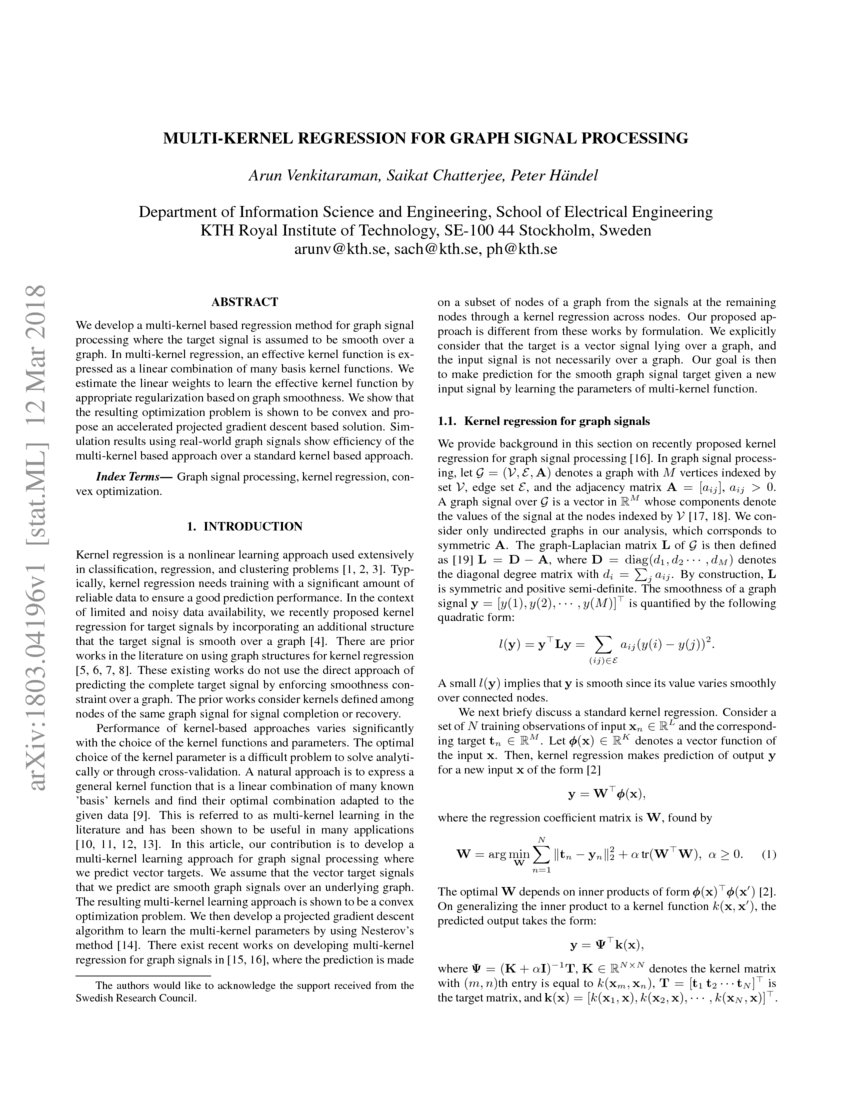 Multi-kernel Regression For Graph Signal Processing | DeepAI