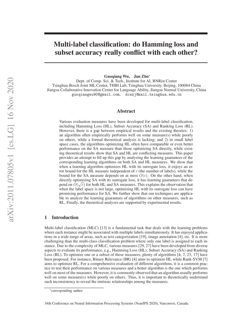 Multi-label classification: do Hamming loss and subset accuracy really ...