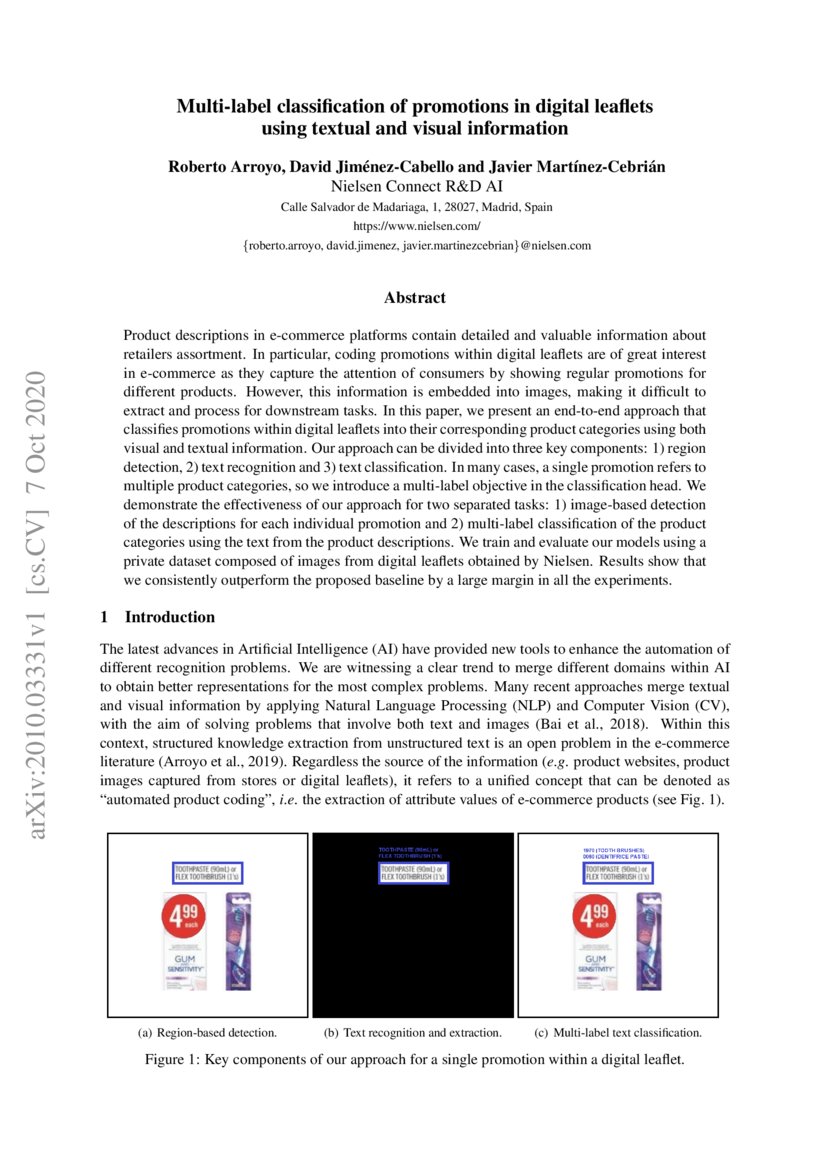 Multi-label classification of promotions in digital leaflets using textual and visual ...
