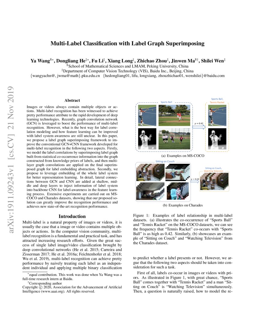 Multi Label Classification With Label Graph Superimposing Deepai