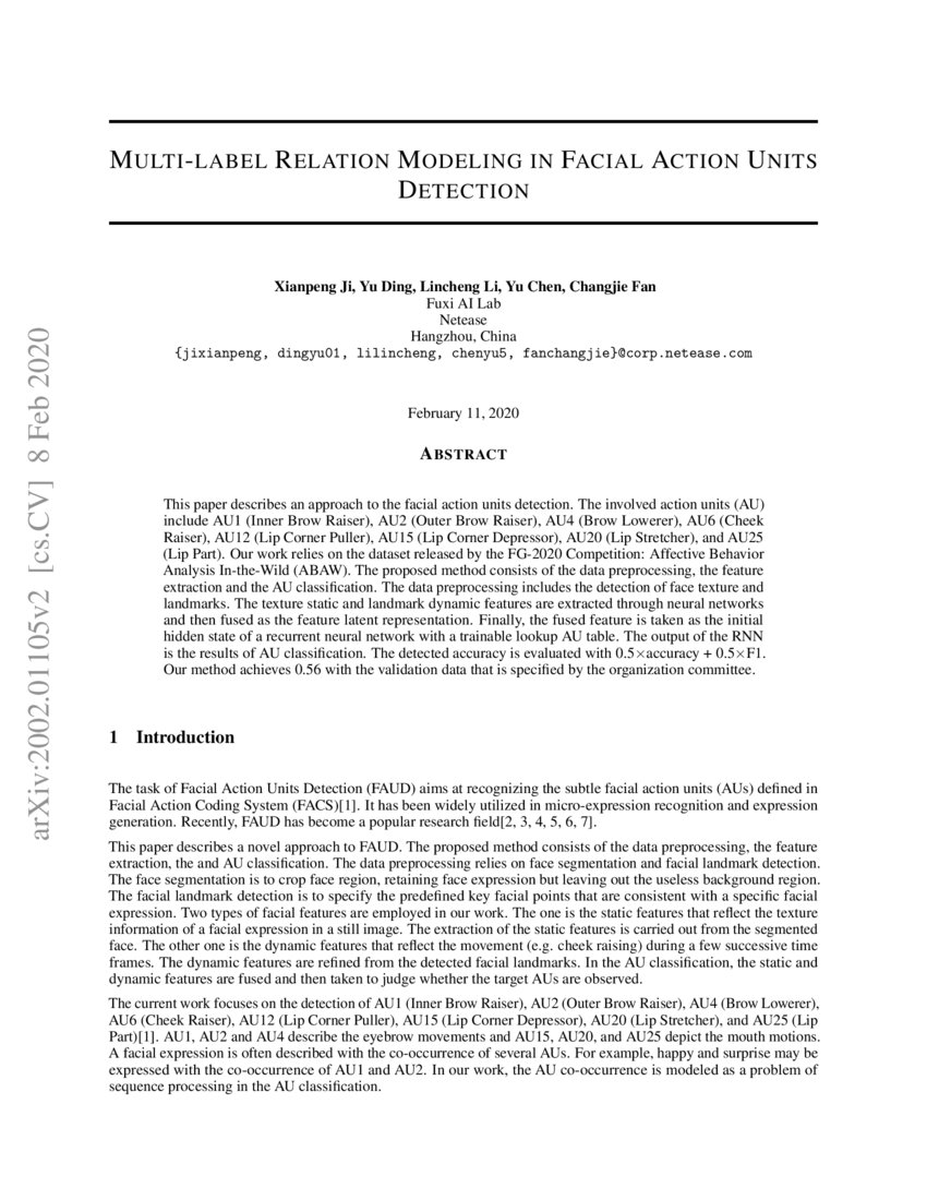 Multi-label Relation Modeling in Facial Action Units Detection | DeepAI
